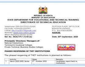 Revised KNEC Certificate ECDE 2020 Timetable - Teacher.co.ke