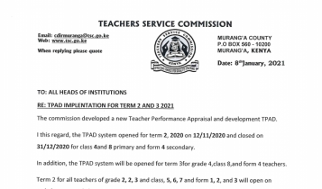 TSC TPAD Calendar of Activities Term Two/Three 2021 - Teacher.co.ke