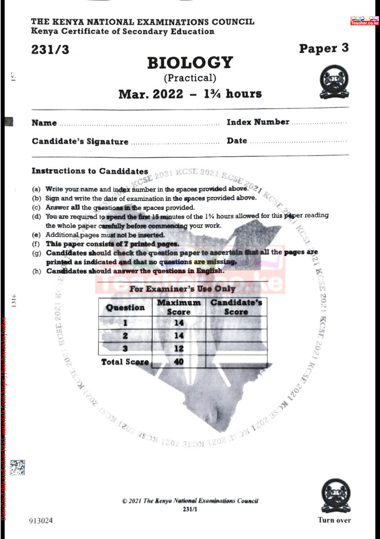 2021 KCSE Past Papers with Marking Schemes - Teacher.co.ke