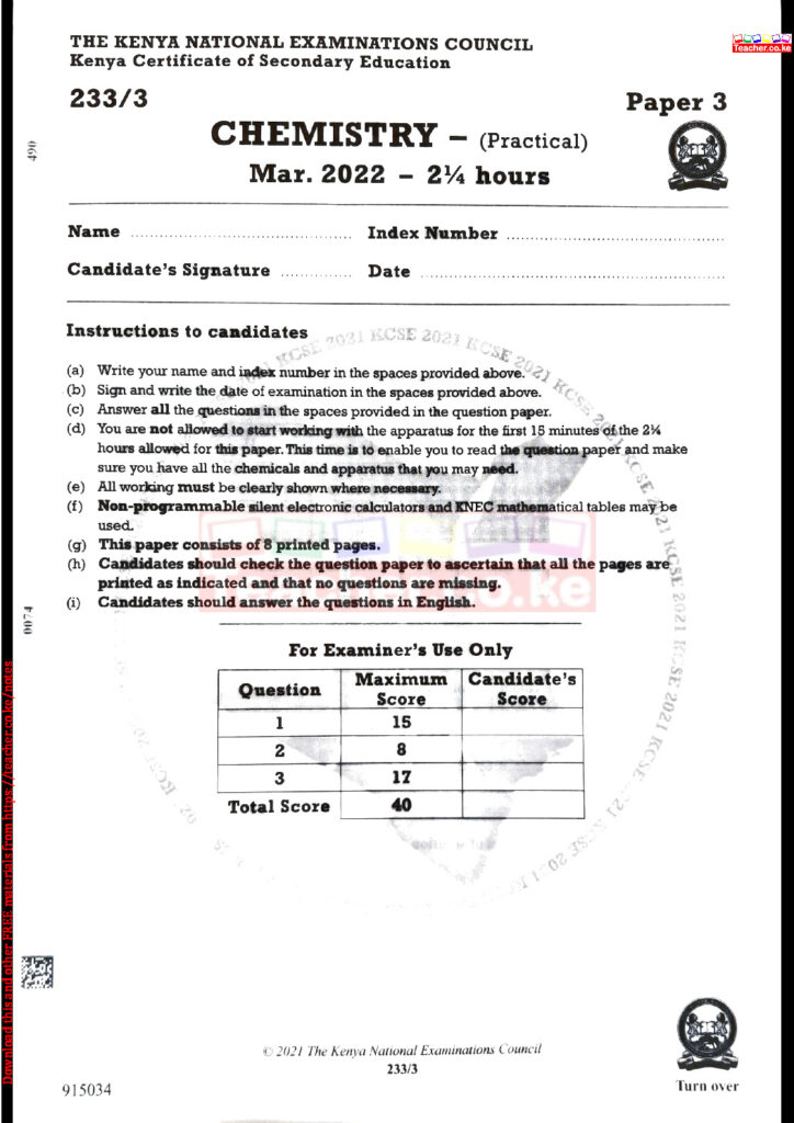 2021 KCSE Past Papers with Marking Schemes - Teacher.co.ke