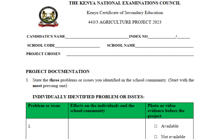 Download KCSE Agriculture 443/3 Project 2023 - Teacher.co.ke