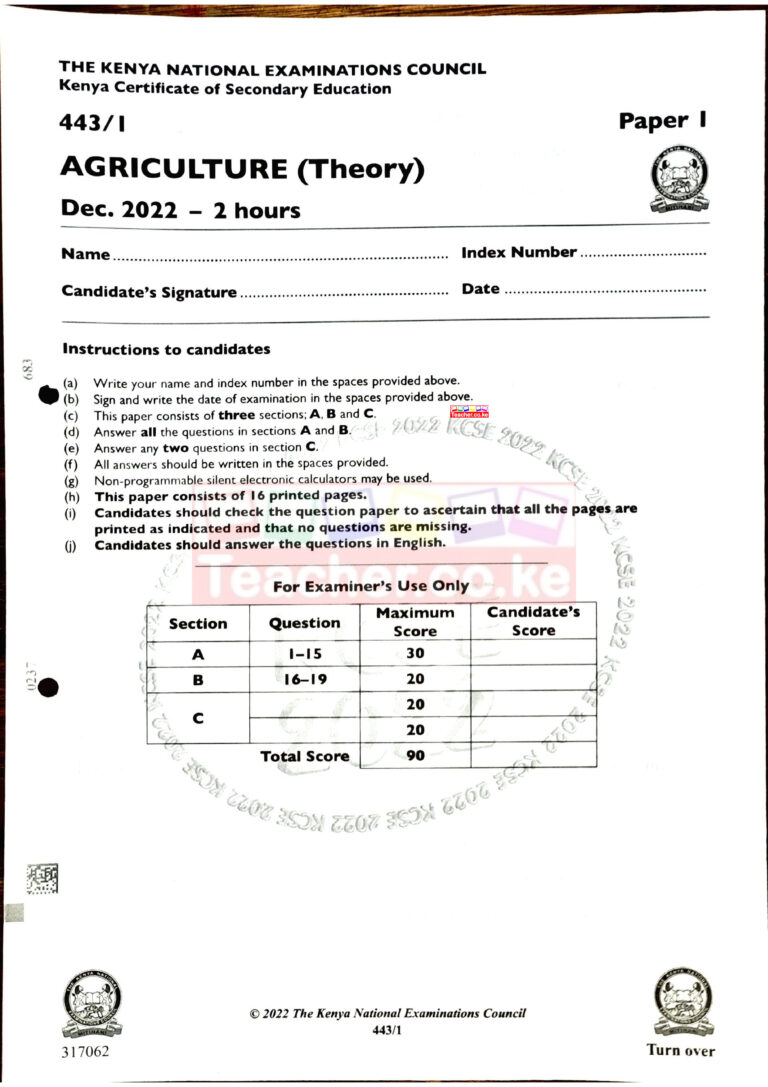 2022 KCSE Past Papers with Marking Schemes - Teacher.co.ke