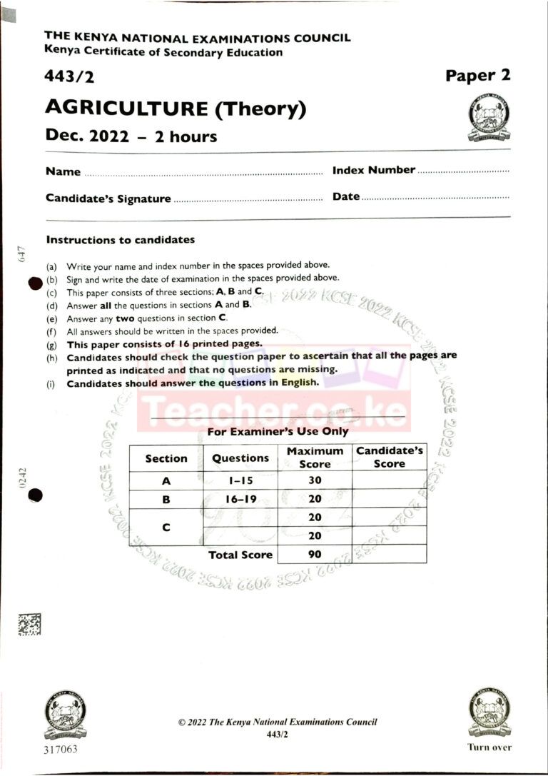 2022 KCSE Past Papers with Marking Schemes - Teacher.co.ke