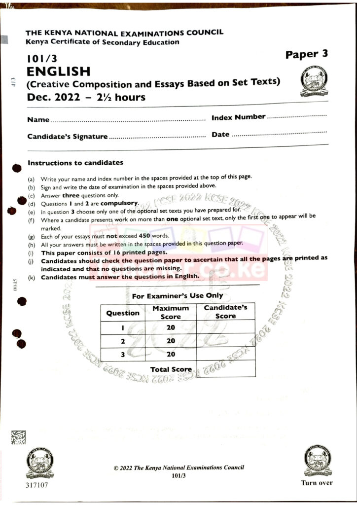 2022 KCSE KNEC PAST PAPERS - Teacher.co.ke