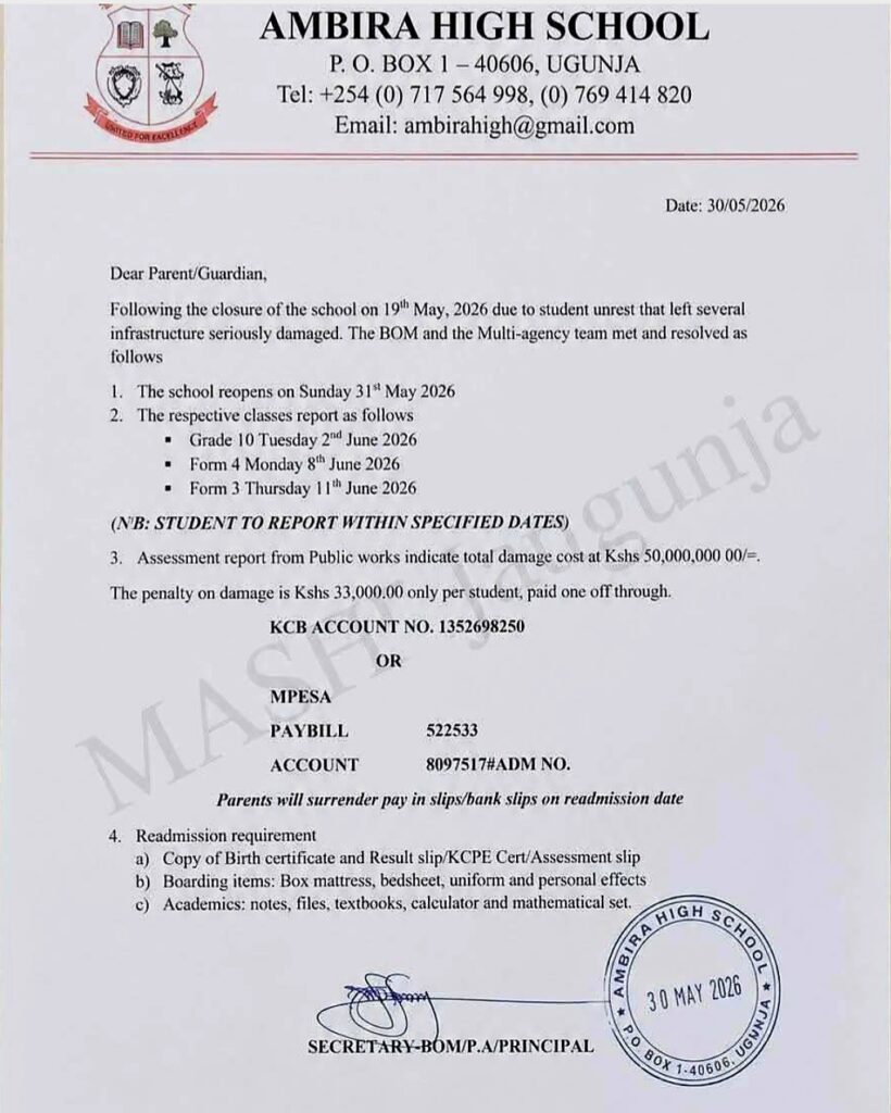 Ambira High School Parents Slapped with Ksh 33,000 Penalty Amid ...
